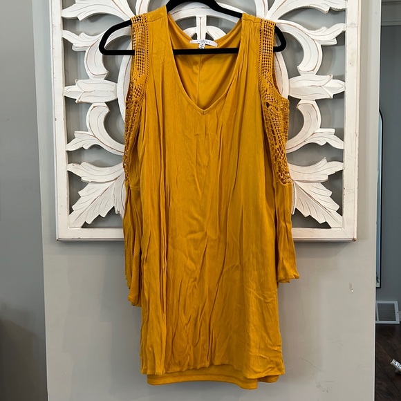 Fever | Dresses | Mustard Cold Shouldered Dress | Poshmark